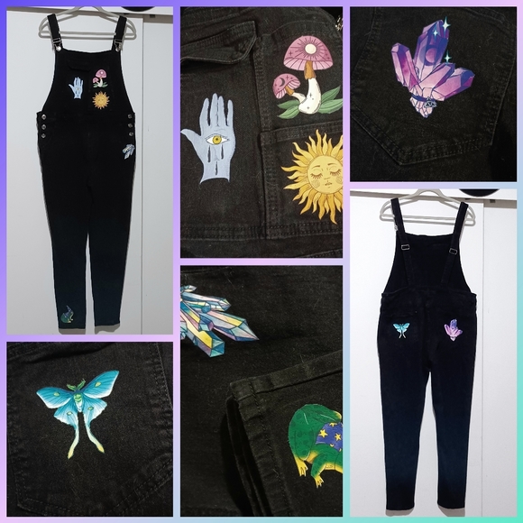 Handmade | Jeans | Nature Magic Overalls Witch Cottagecore Quartz ...